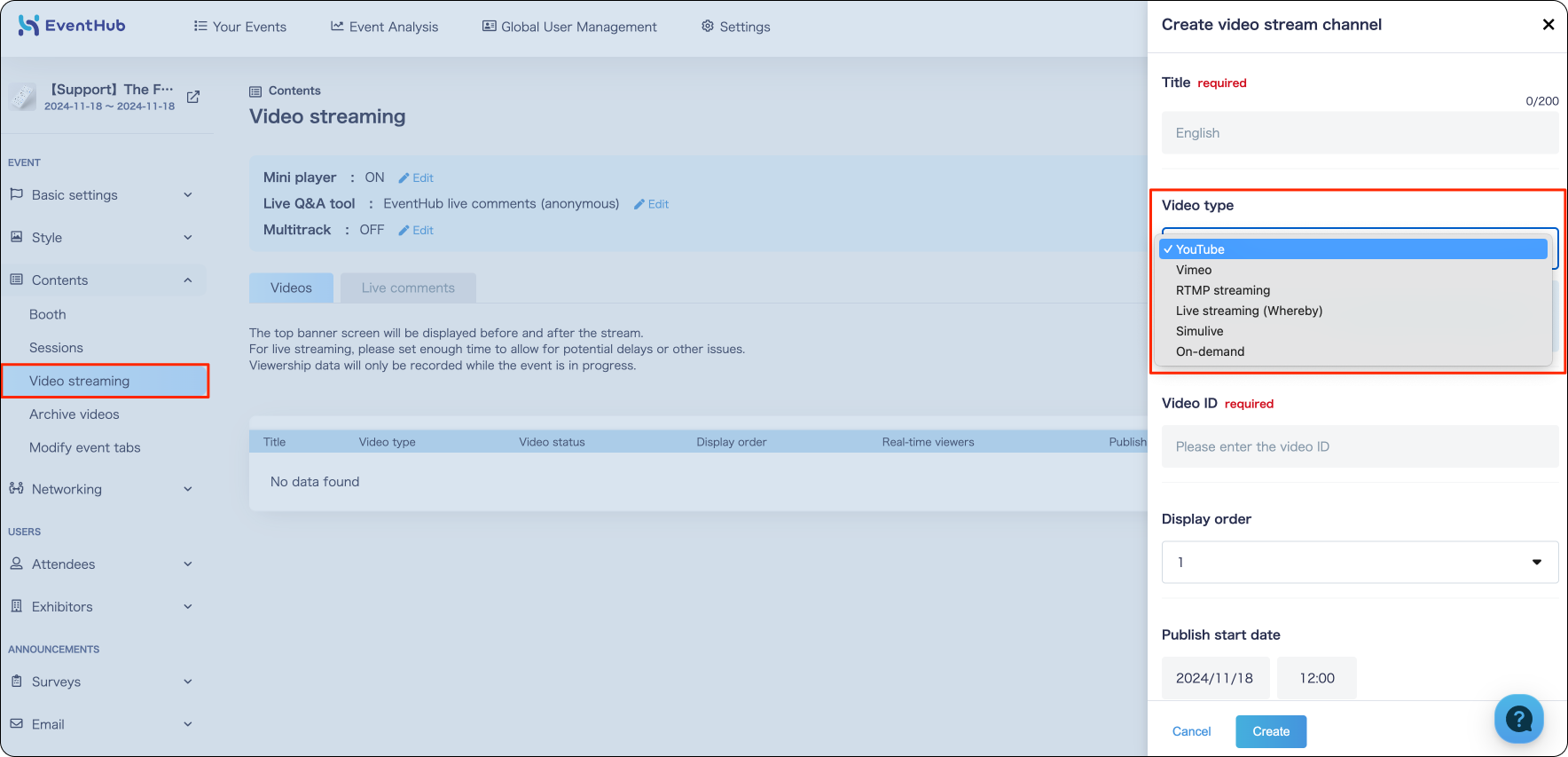 Video Types and Streaming Tools – EventHub Support Page