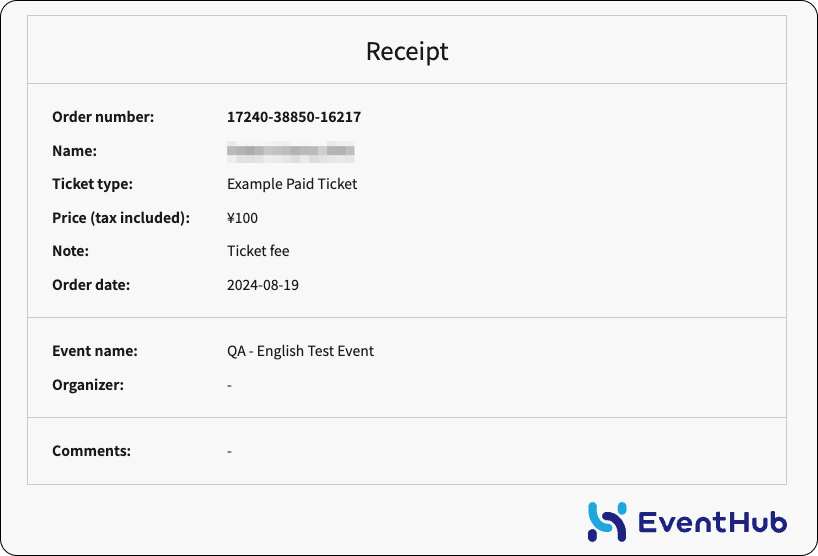 Paid Ticket Receipts – EventHub Support Page
